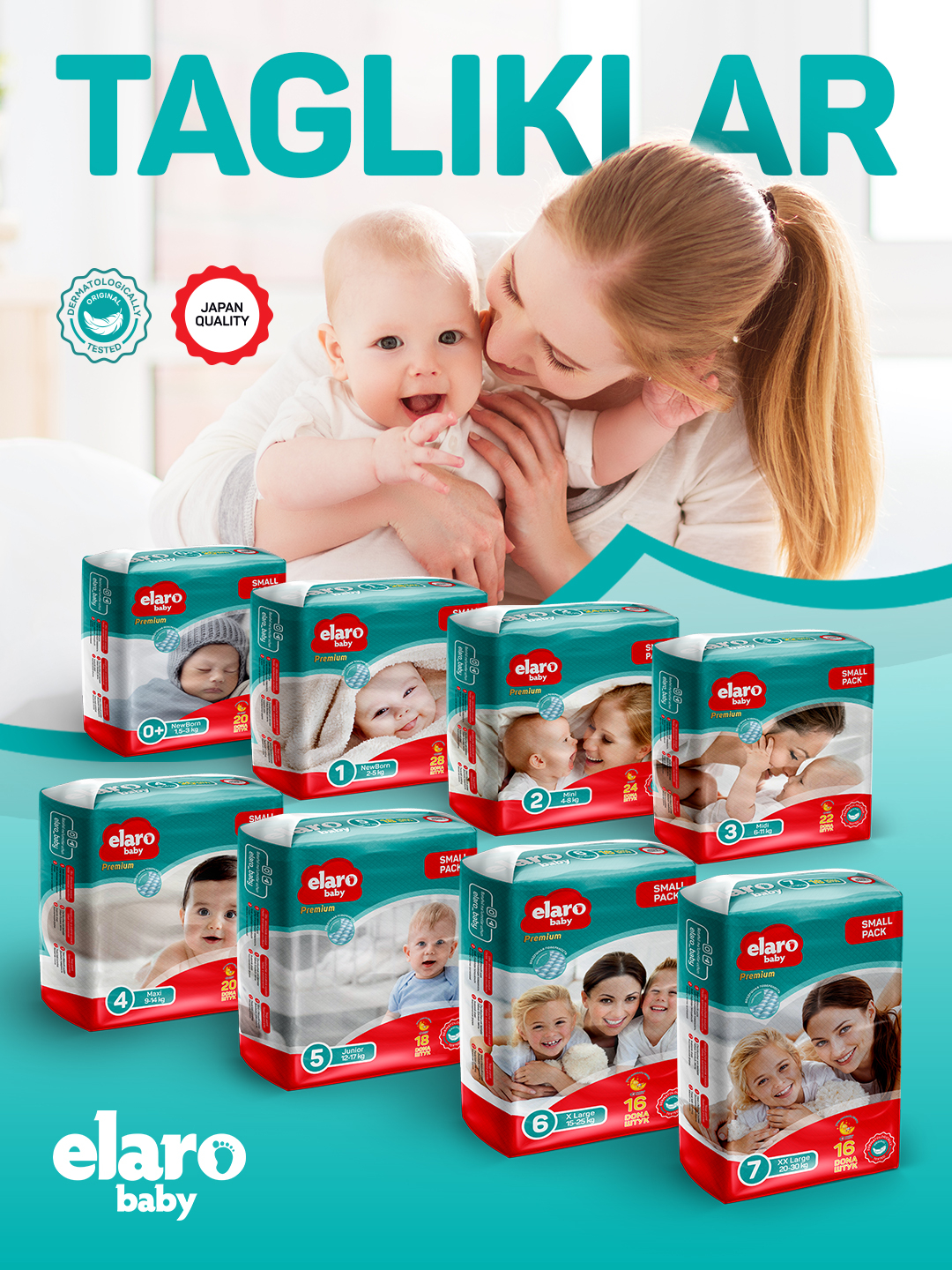 Elaro Baby детские подгузники-трусики, размеры от 0+ до 7 за 53990 сум ...