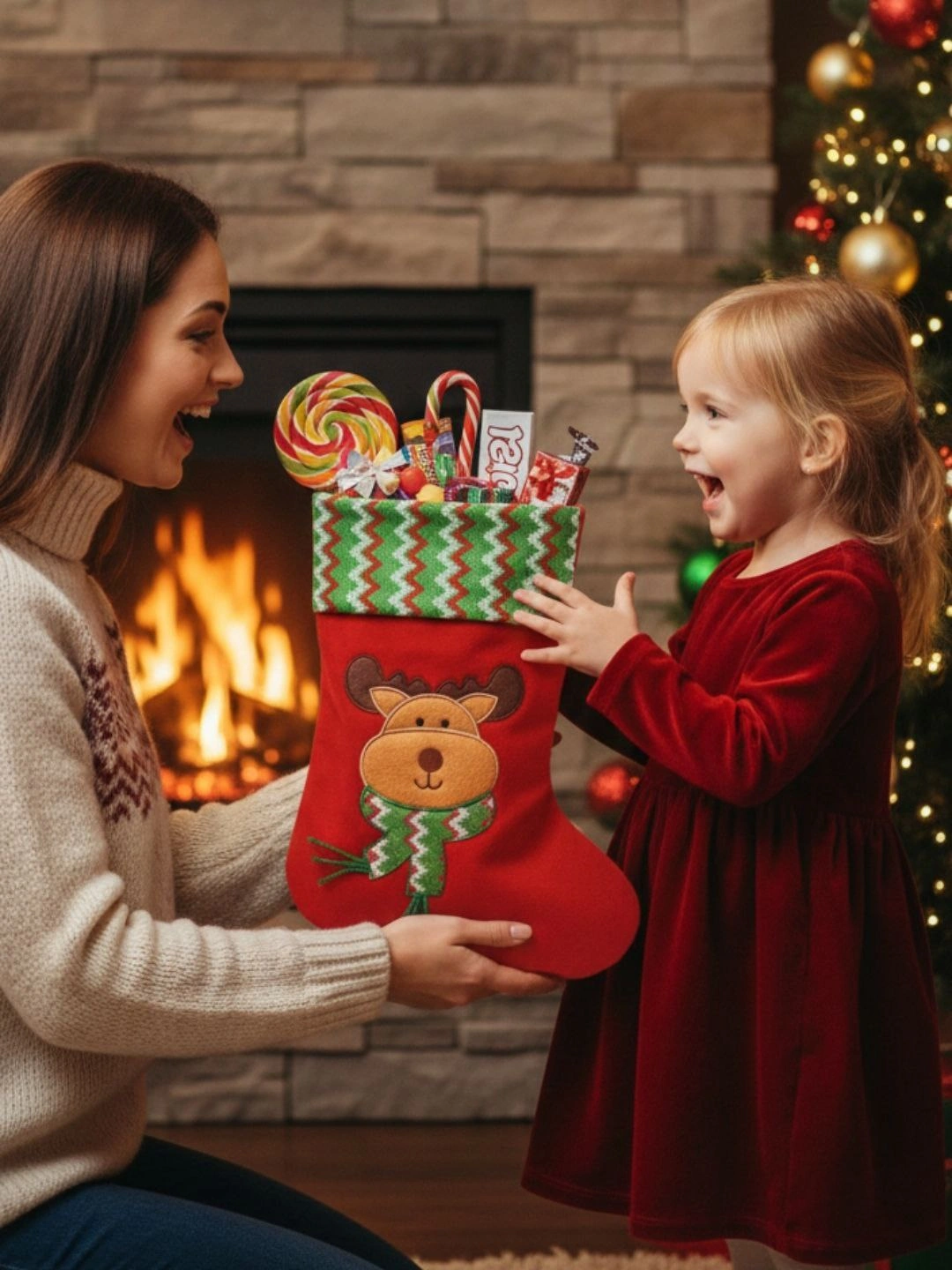 Новогодний носок для подарков на камин и елку за 50000 сум по лучшей ...