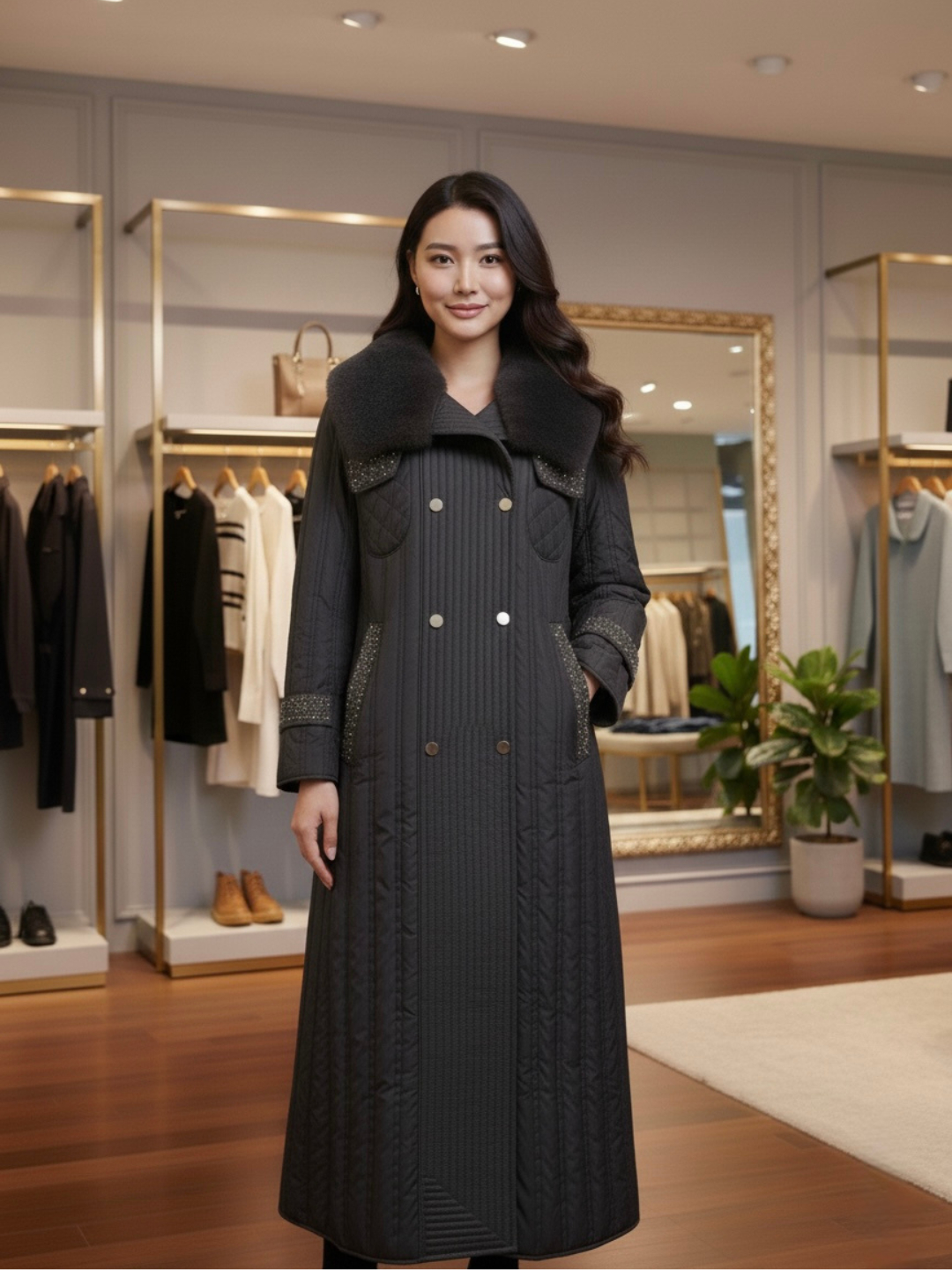 Женская куртка-пальто со съёмным мехом, 120 см за 1349000 сум со ...