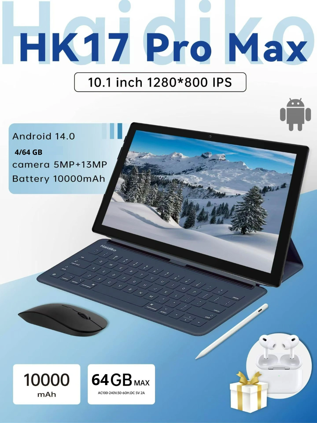 Haidiko HK-17 Pro Max Planshet 10.1", 5G LTE, Android 14 – keng ekran ...