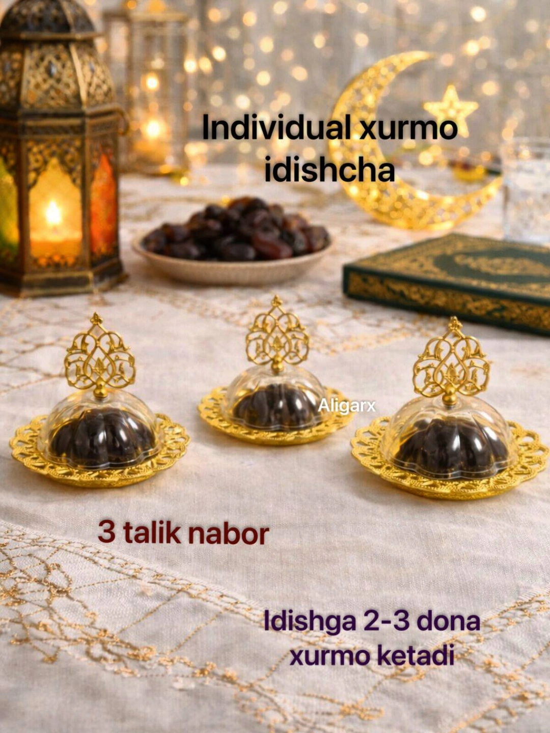 Ramazon hayiti uchun oy va yulduz shaklidagi, shirinliklar va mevalar ...
